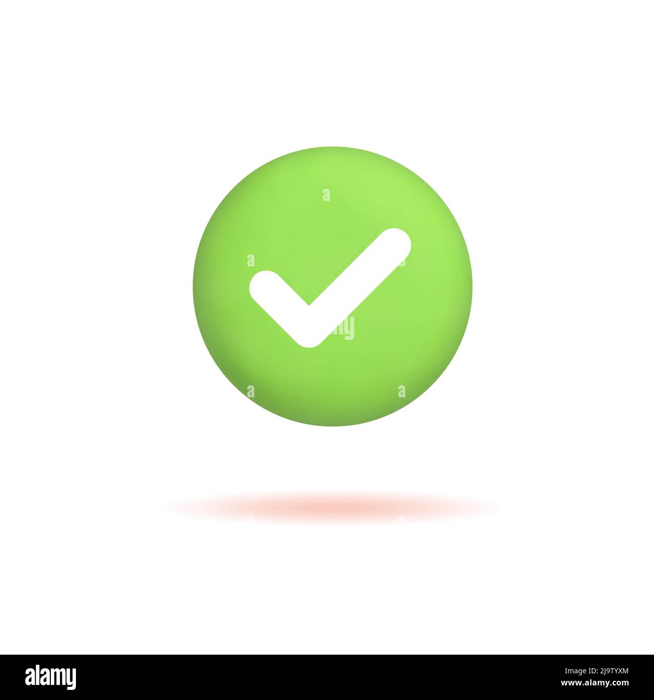 3d check mark icon, realistic green tick button isolated on white ...