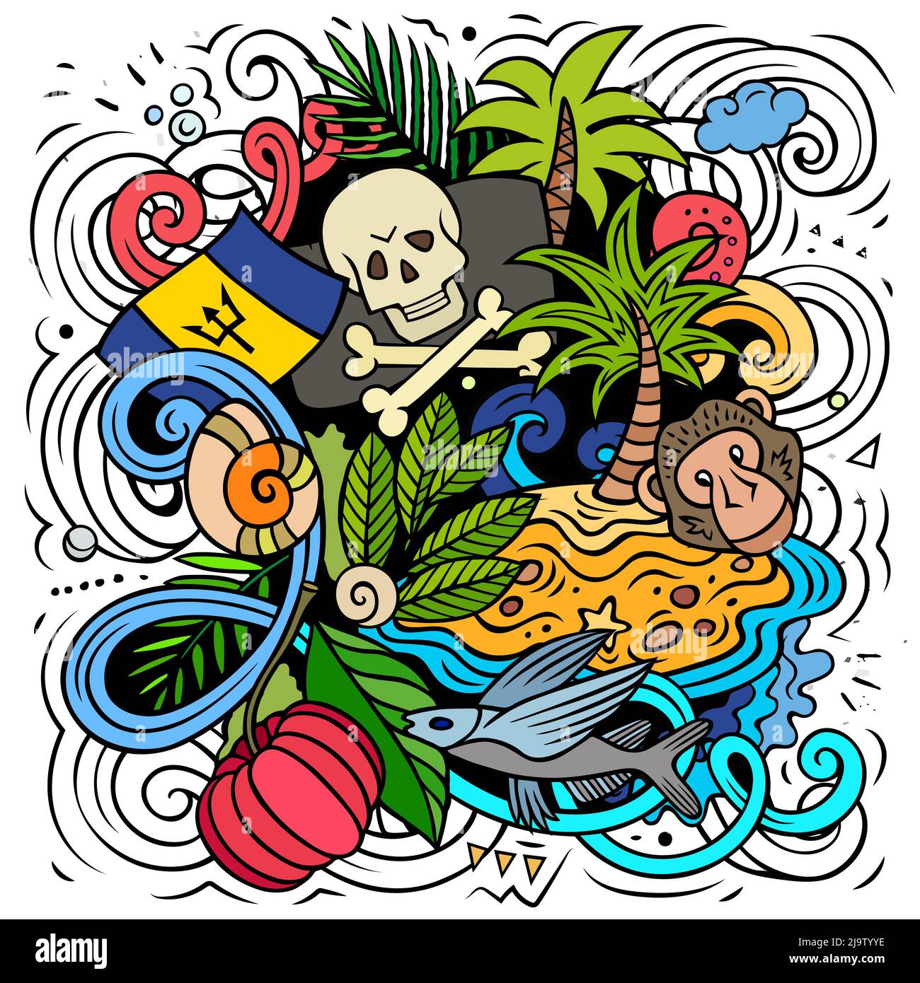 Barbados cartoon vector doodle illustration Stock Vector Image & Art ...