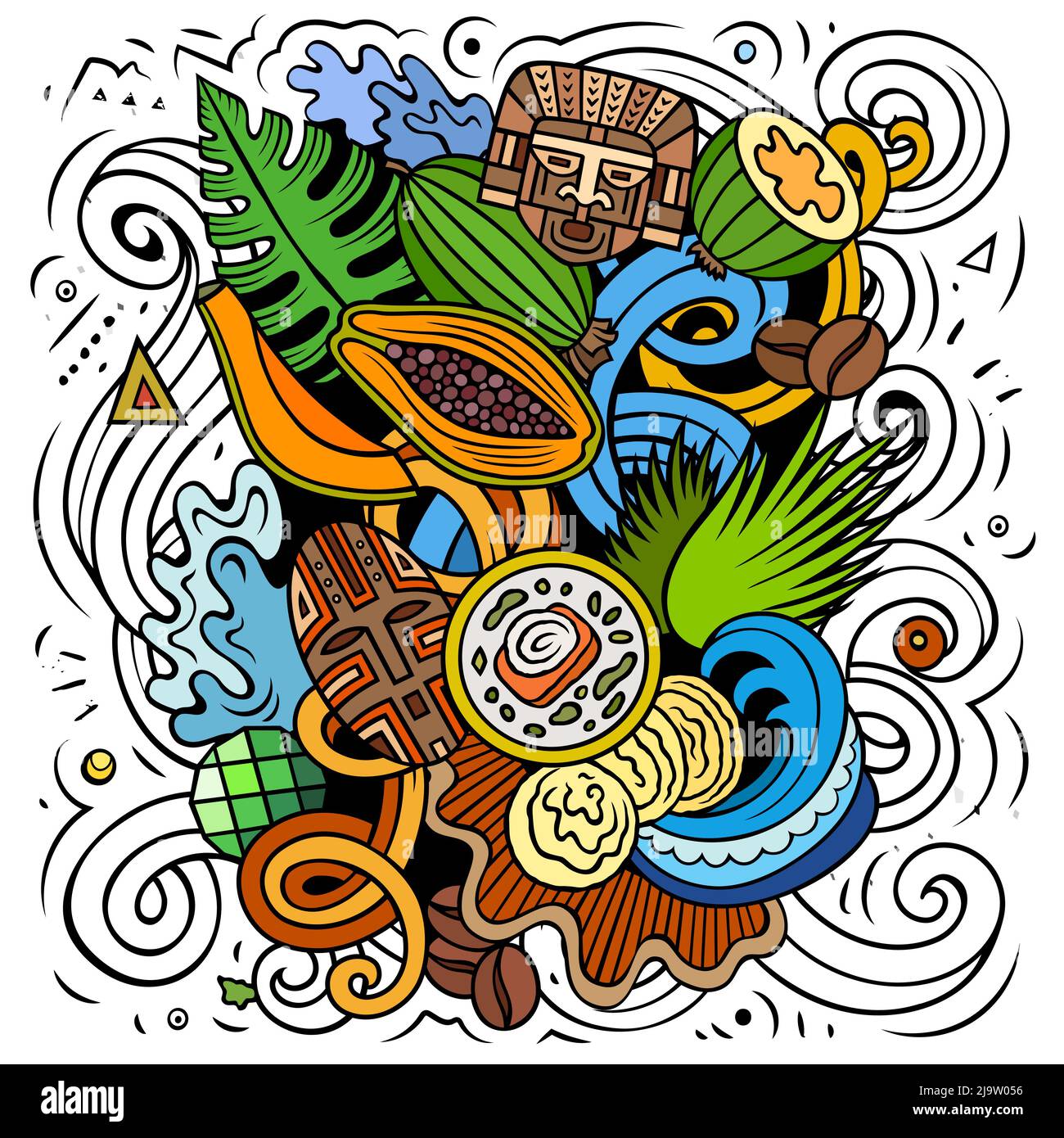 Colombia hand drawn cartoon doodles illustration Stock Vector Image ...