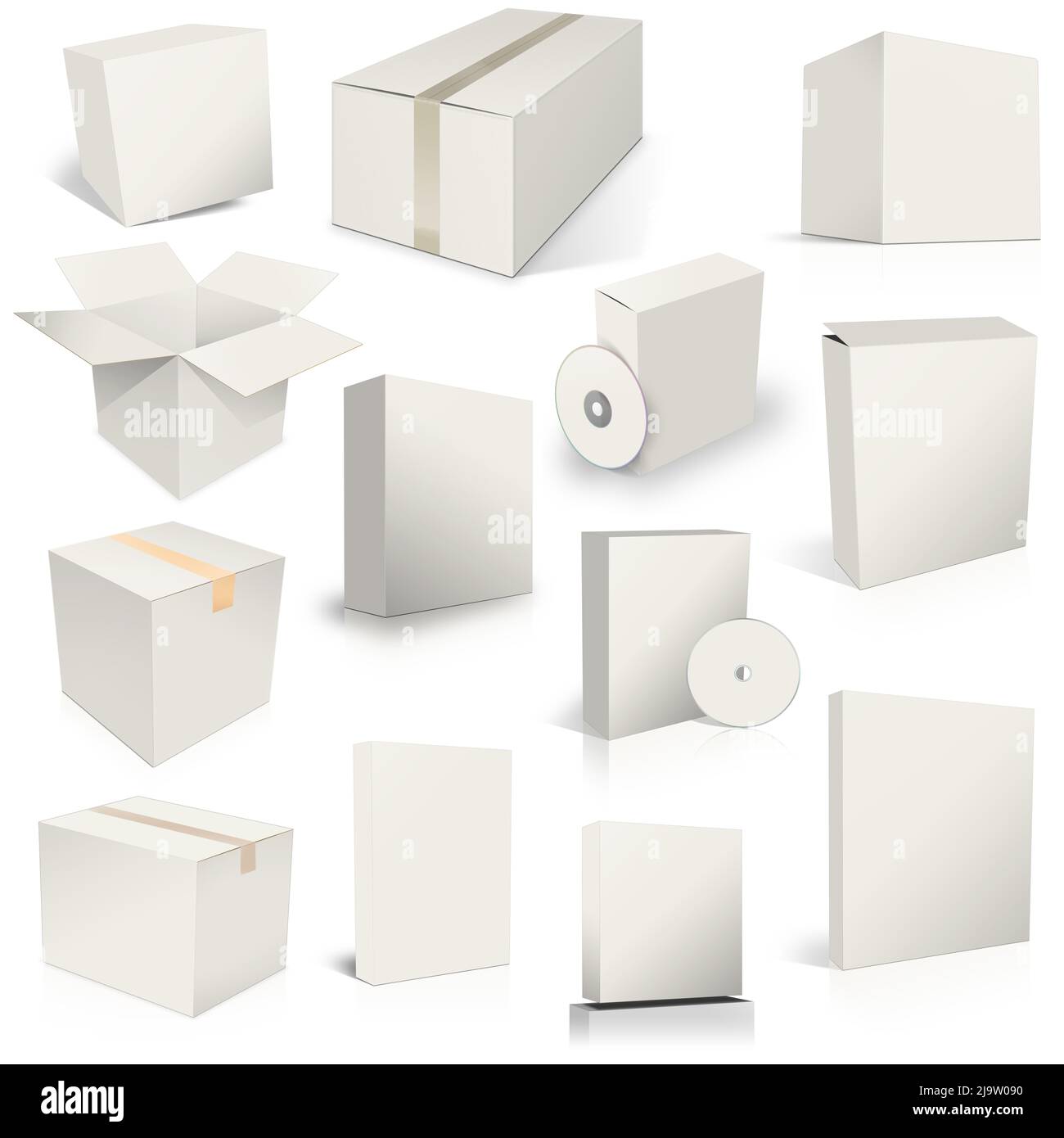 Thirteen white Shipping Box and Software Boxes for layouts and ...