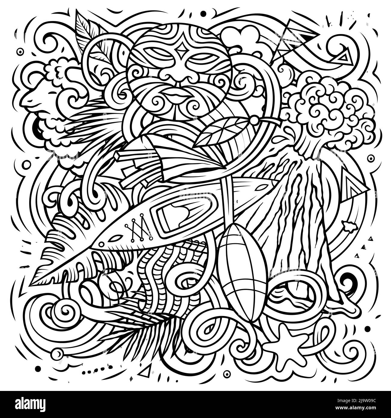 New Zealand hand drawn cartoon doodle illustration. Funny local design ... New Zealand hand drawn cartoon doodle illustration. Funny local design ...