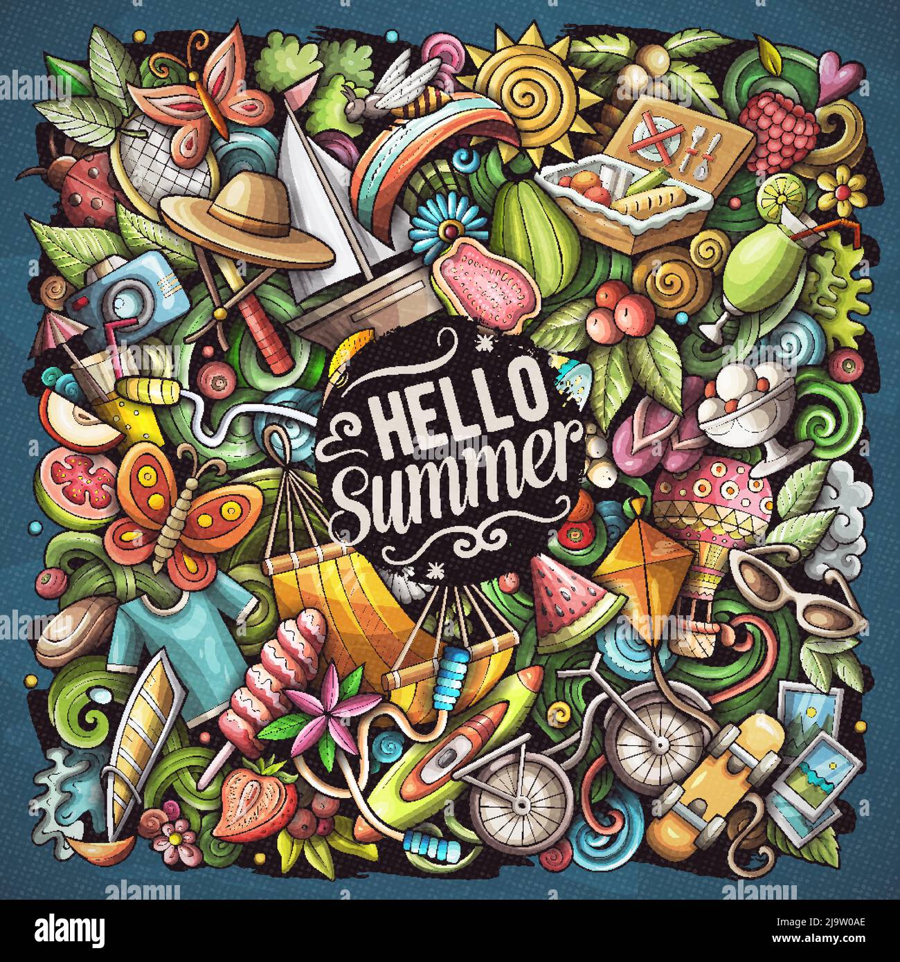 Summer cartoon vector doodles illustration Stock Vector Image & Art - Alamy