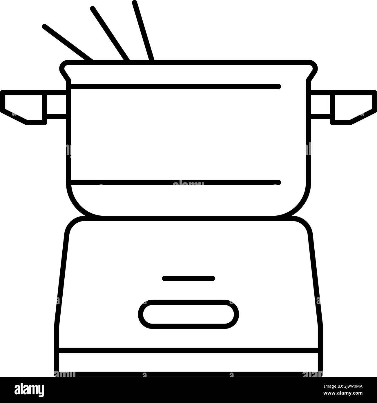electric fondue pot line icon vector illustration Stock Vector Image ...