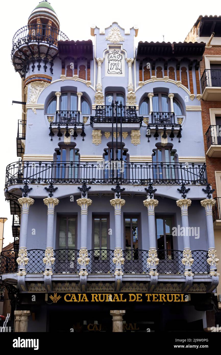 Teruel, Spain, 04-06-2021, Modernist architecture in Teruel, Casa El ...
