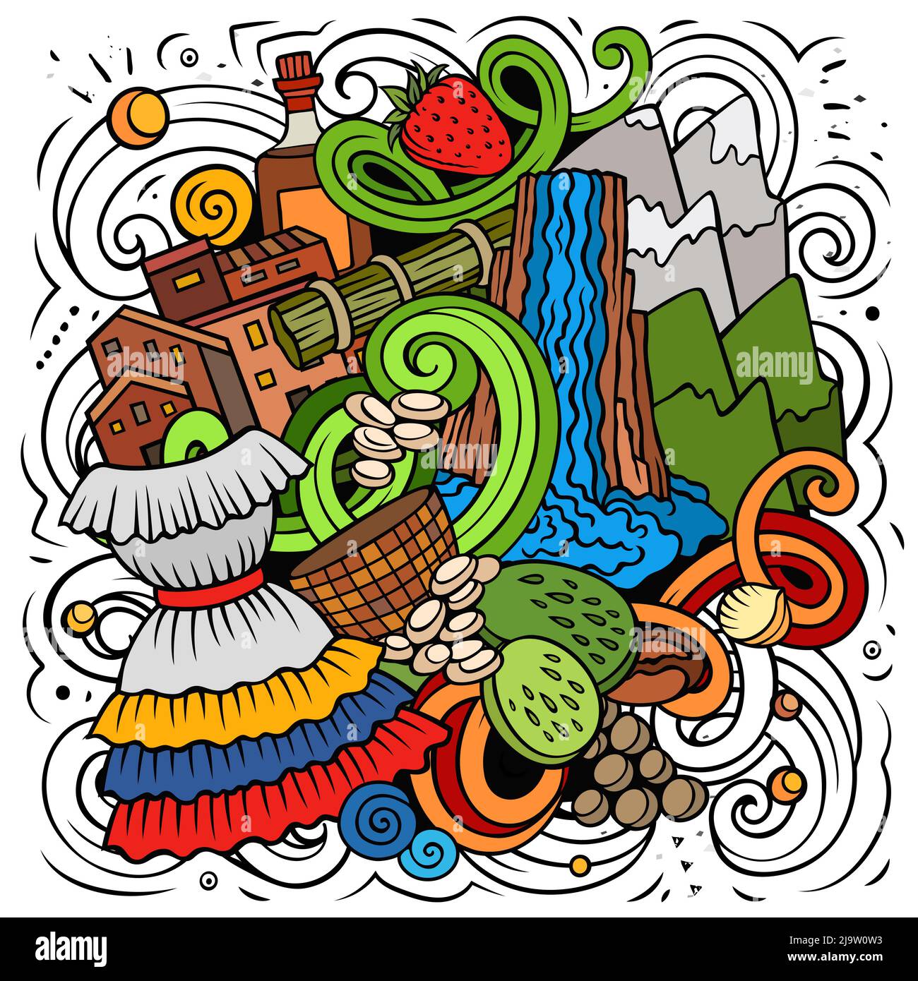 Venezuela hand drawn cartoon doodles illustration Stock Vector Image ...