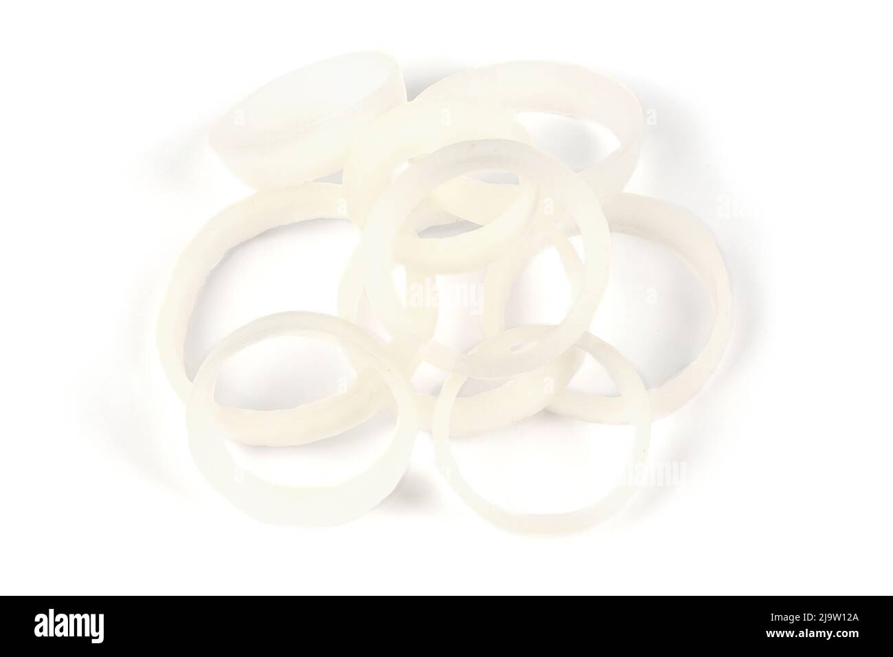 Sliced white onion rings isolated on white background. High resolution ...