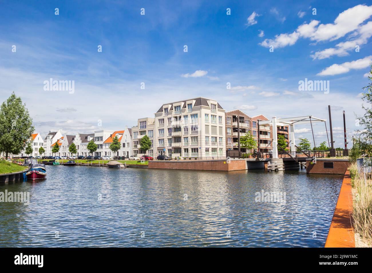 Apartment building and bridge in the historic city of Harderwijk ...