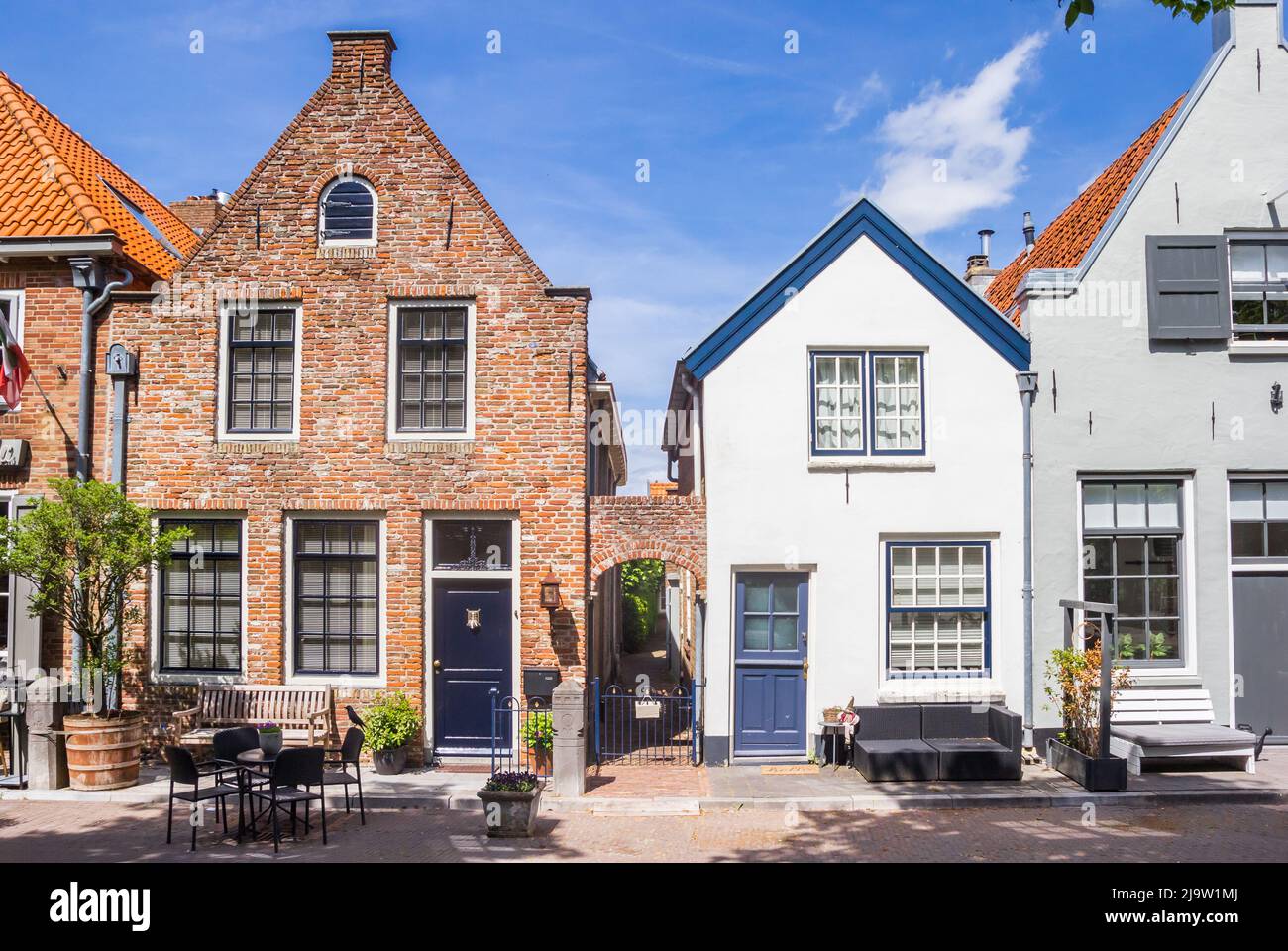 Two houses connected by a little arch in Harderwijk, Netherlands Stock ...