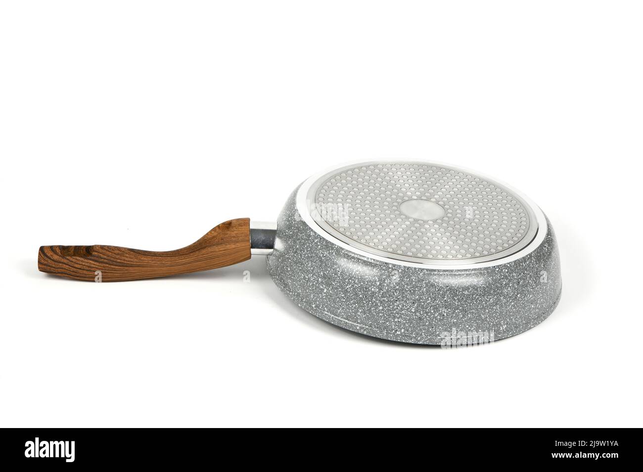 Modern frying pan with non-stick granite coating with wooden handle ...