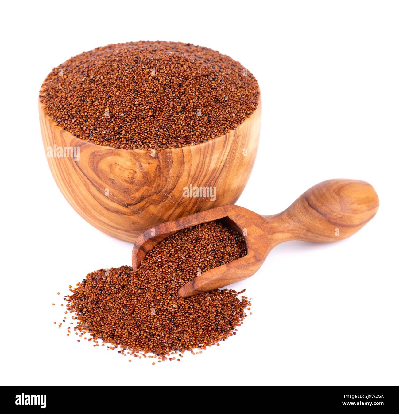 Canihua grains isolated on white background. Pile of qaniwa in olive ...