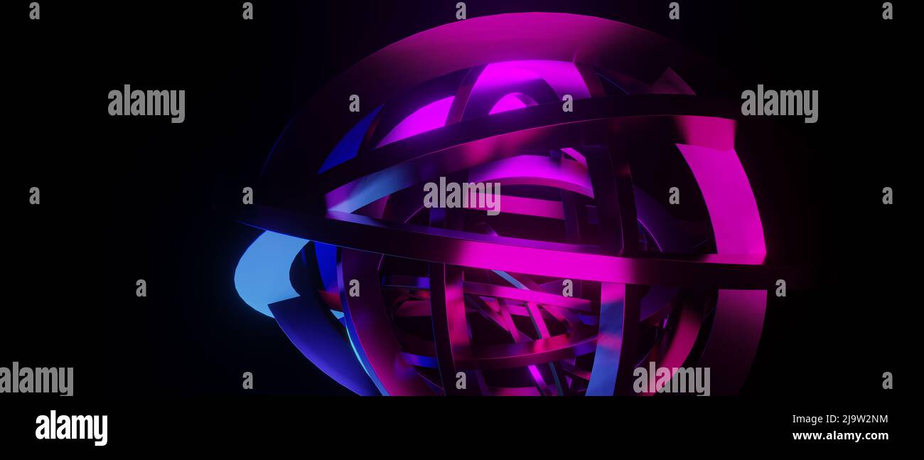 Abstract Shiny Metallic Neon Black Banner Background Wallpaper 3D ...