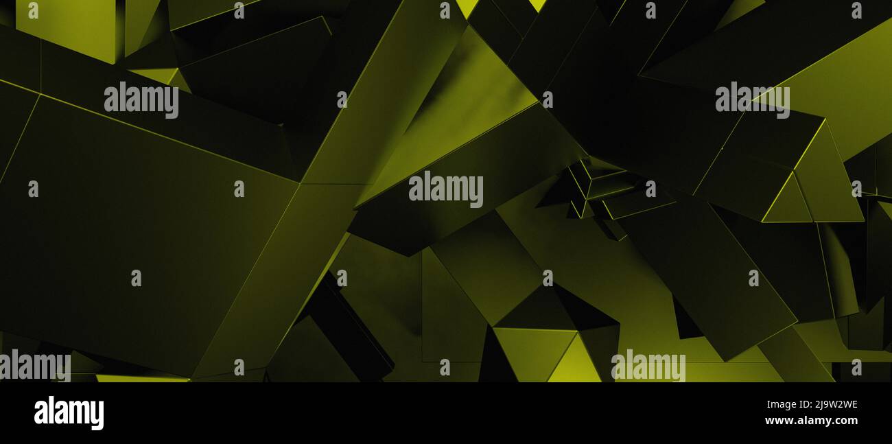 Abstract Elegant Futuristic Block Cubes Future Dark Green 3D Background ...