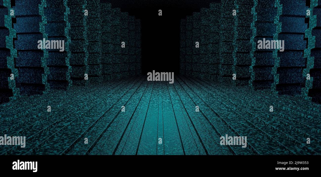 Space Futuristic Basement Underground Hall Spotlight Turquoise ...