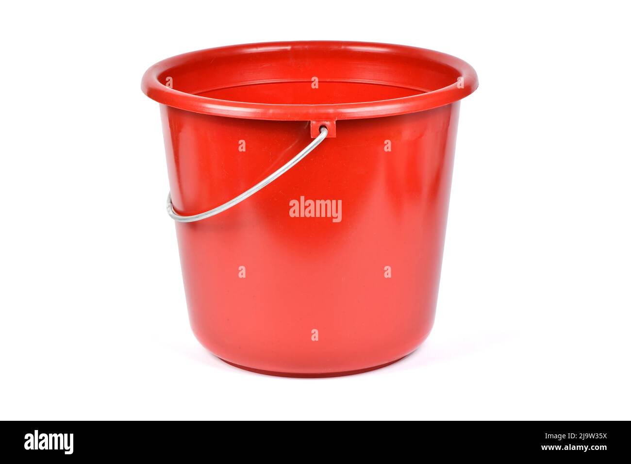 Empty red plastic household bucket isolated on white background. High ...