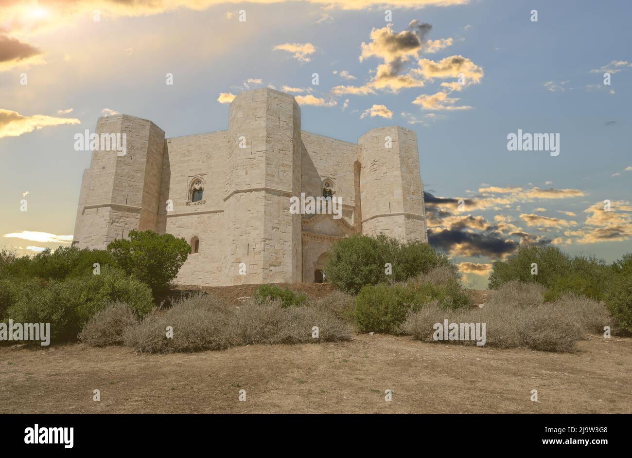 Andria, Puglia, Italy. August 2021. Amazing view of Castel del Monte at ...