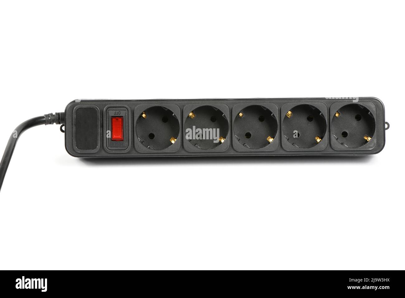 Black plastic electrical extension cord for household appliances ...