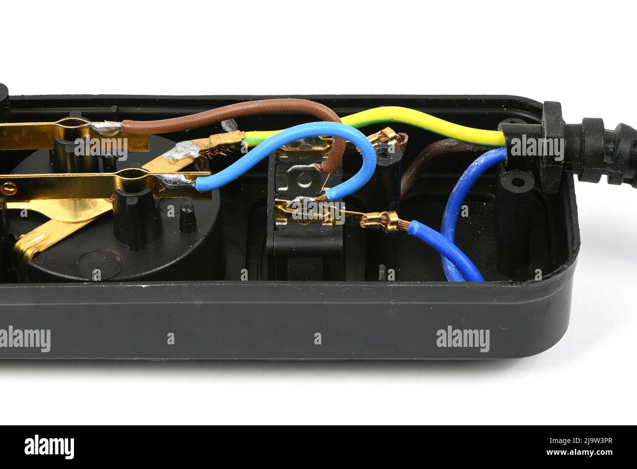 Internal device of a black plastic electrical extension cord for ...