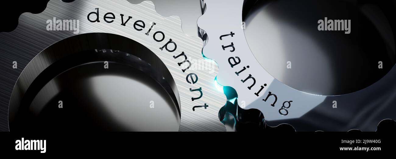 Training, development - gears concept - 3D illustration Stock Photo - Alamy