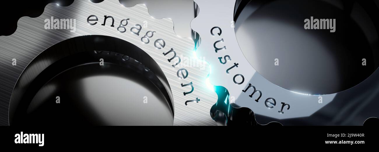 Customer engagement - gears concept - 3D illustration Stock Photo - Alamy
