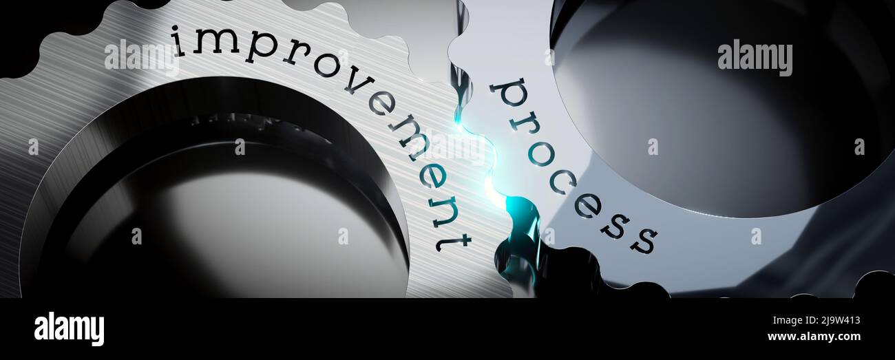 Process, improvement - gears concept - 3D illustration Stock Photo - Alamy