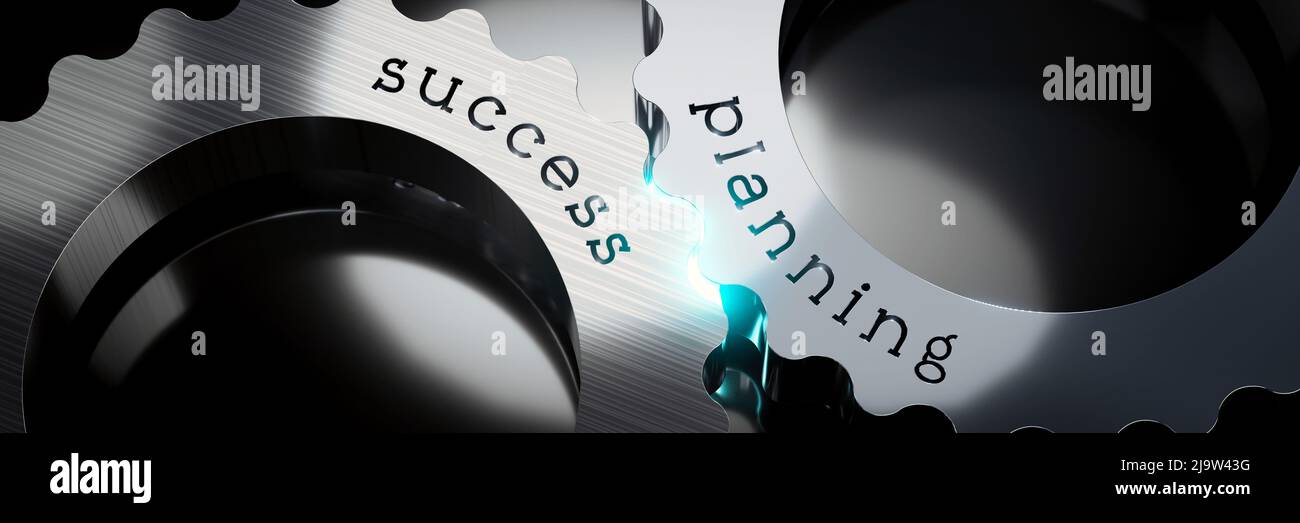 Success, planning - gears concept - 3D illustration Stock Photo - Alamy