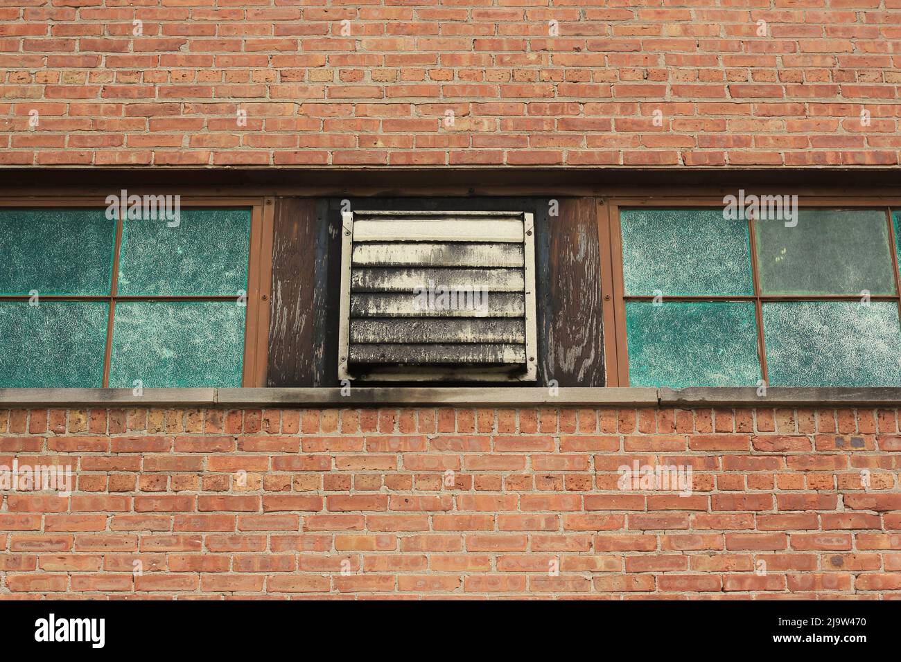Industrial mechanical vent on an abandoned building in the closed ...