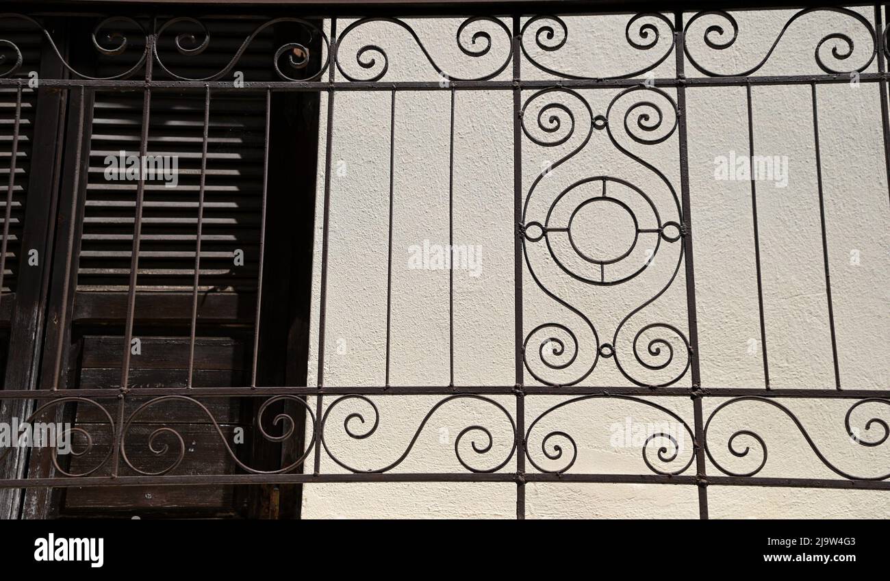 Traditional rural house dark brown wooden louvered window shutters and ...