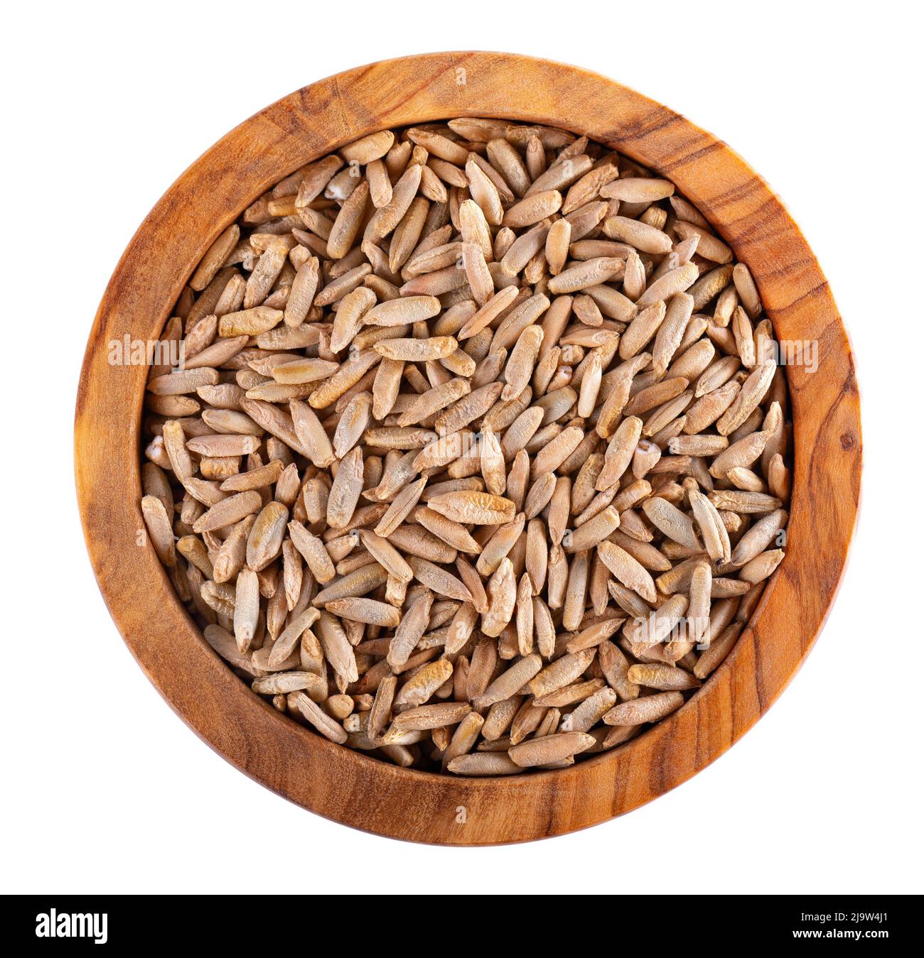 Rye grains isolated on white background. Pile of rye malt seeds in ...