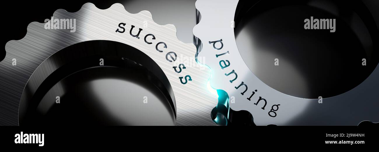 Success, planning - gears concept - 3D illustration Stock Photo - Alamy