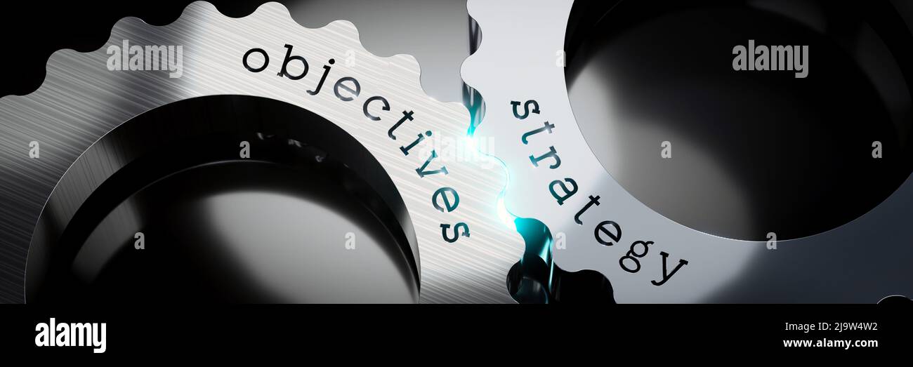 Strategy, objectives - gears concept - 3D illustration Stock Photo - Alamy