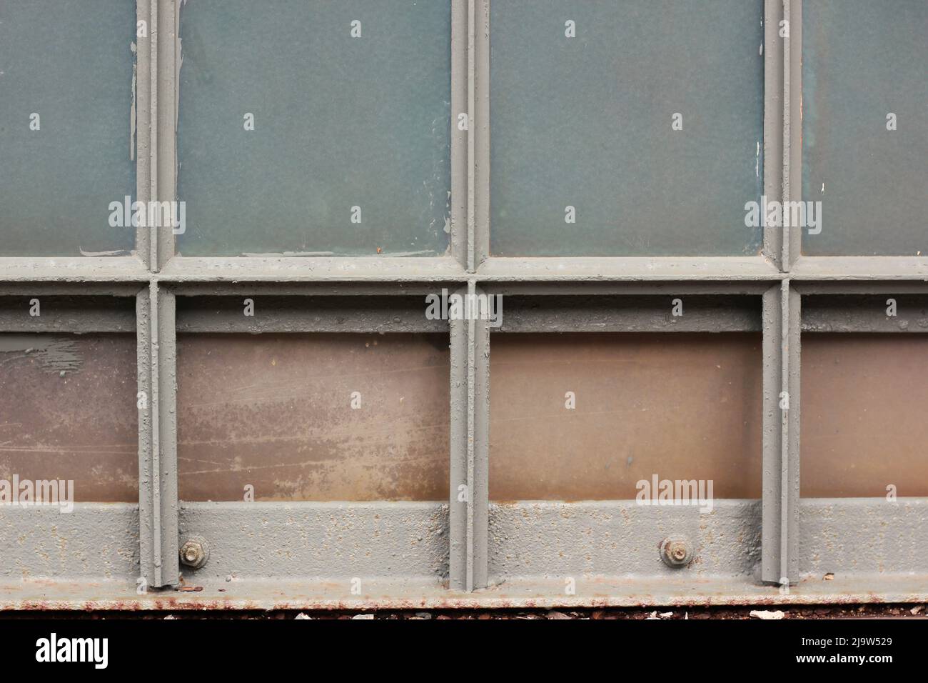 Industrial metal window of an abandoned warehouse building Stock Photo ...