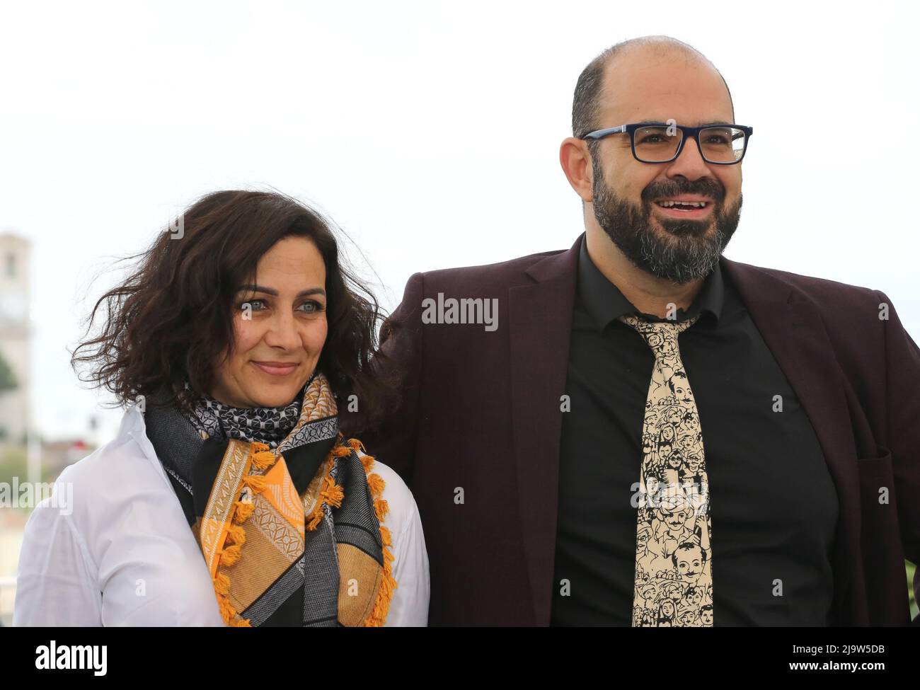 Cannes, France. 25th May, 2022. Director Maha Haj and Amer Hlehel at ...
