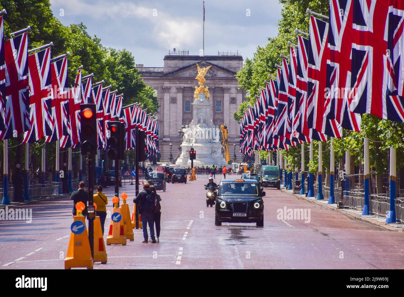 London, UK. 24 May 2022. Union Jack flags decorate The Mall for the ...