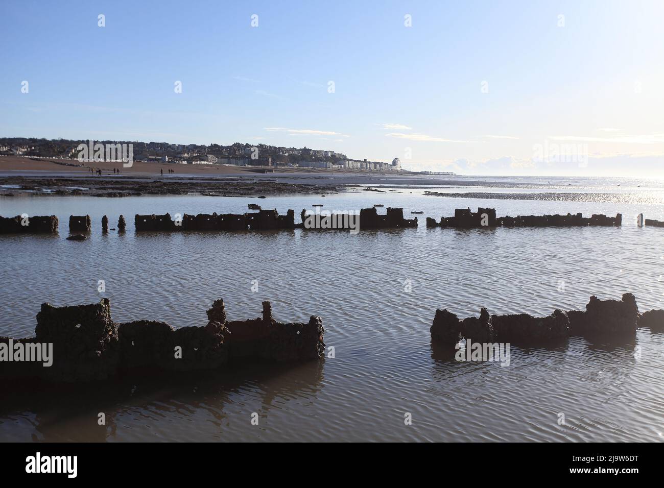 Wreck of the Dutch Indiaman the Amsterdam showing the encasing left by ...