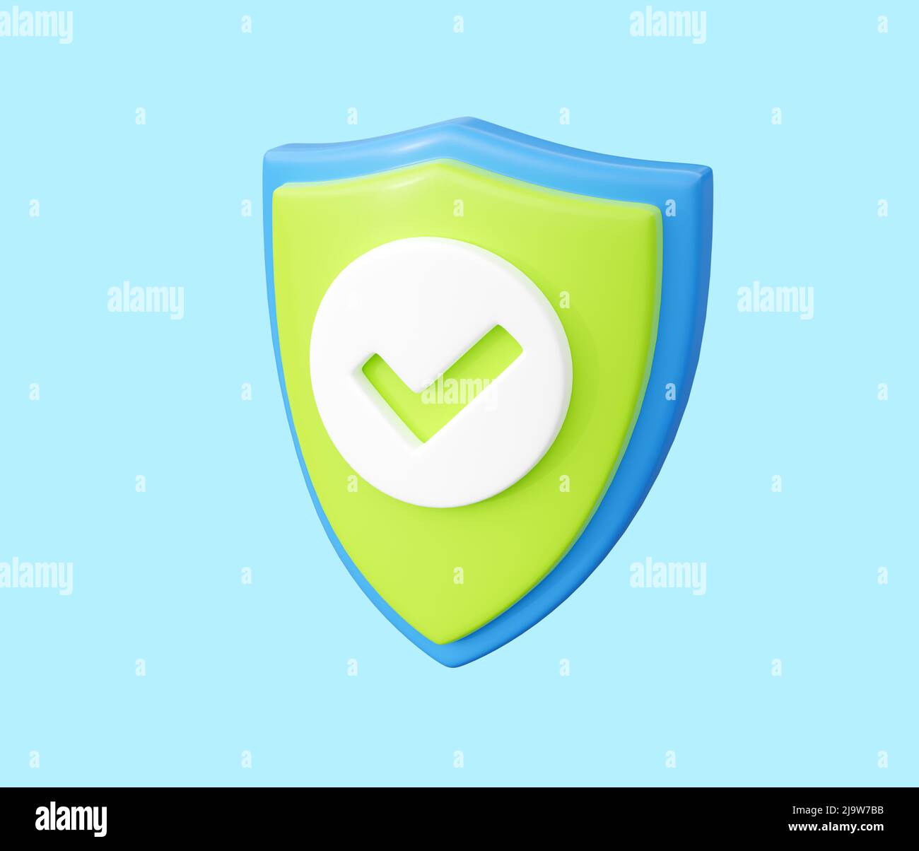 Shield with tick 3d render - security and safety concept with check ...