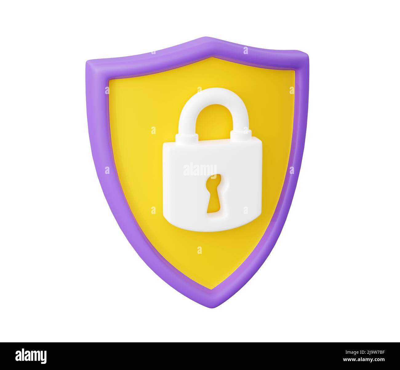 Shield with padlock 3d render - security and safety concept with close ...