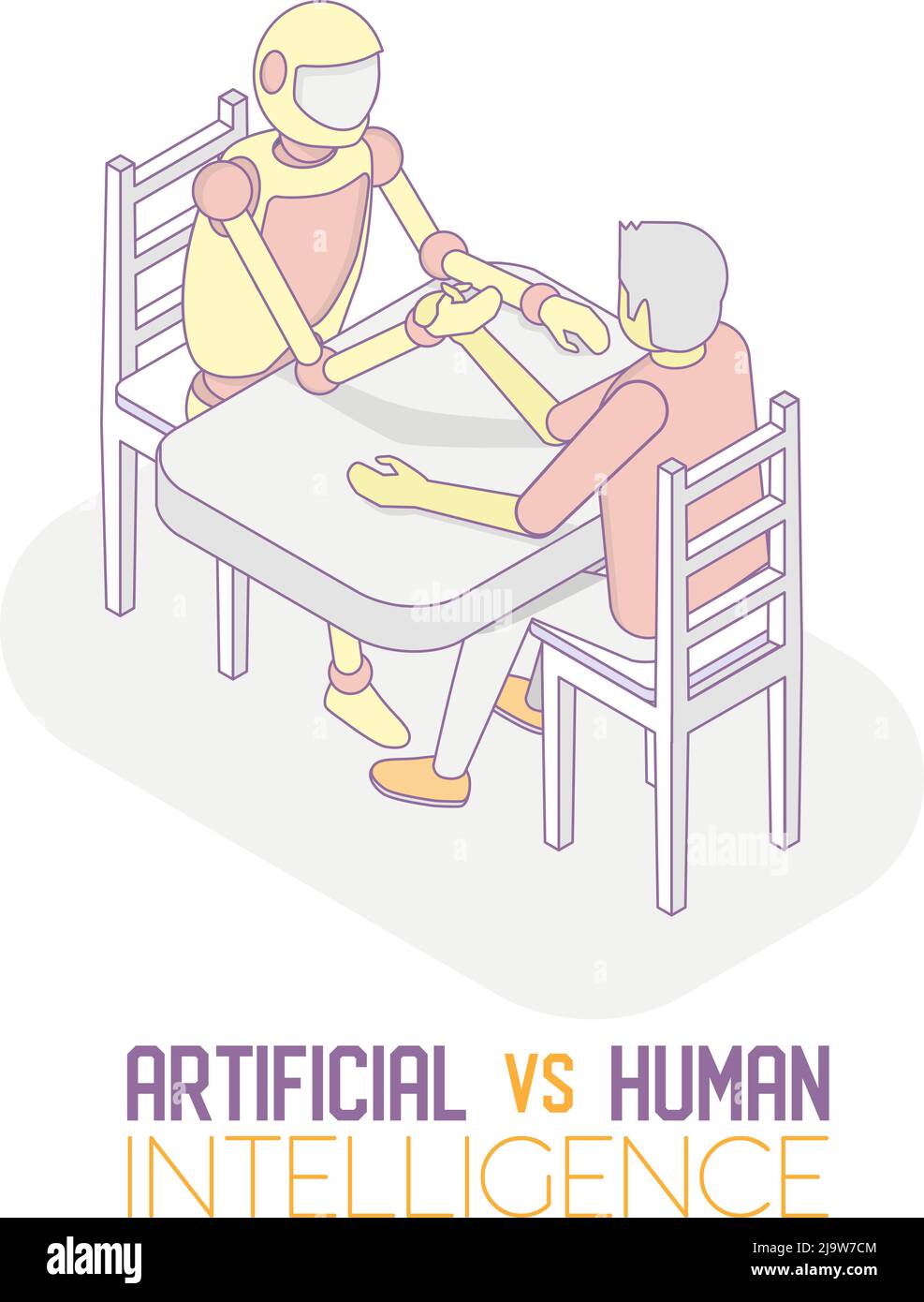 AI vs human concept vector isometric illustration Stock Vector Image ...