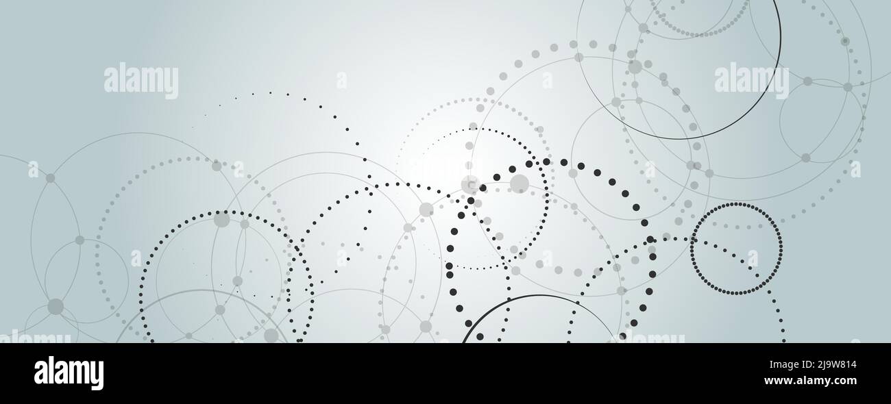 Black connect dotted circle in modern style on halftone background ...