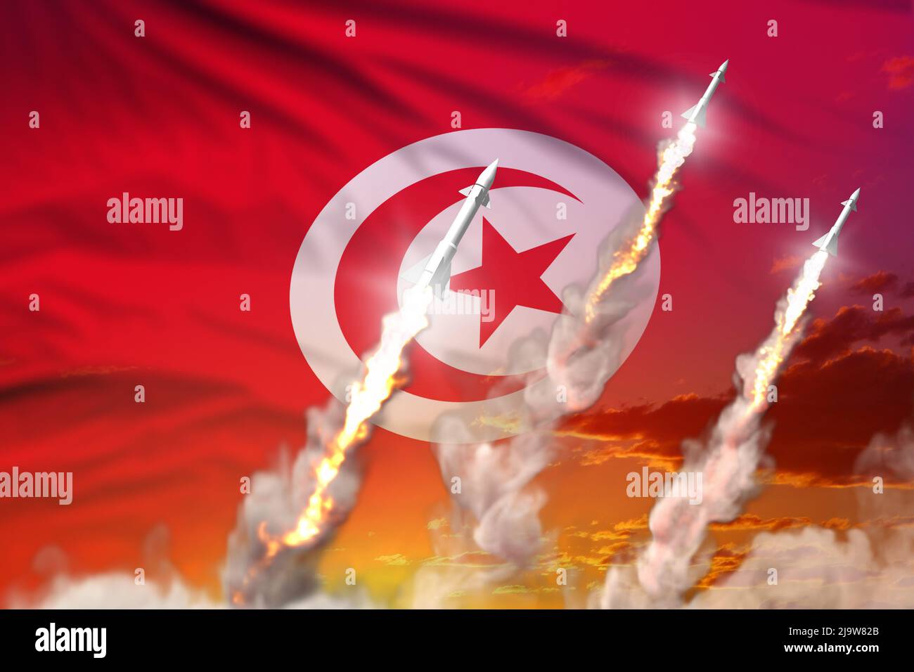 Modern strategic rocket forces concept on sunset background, Tunisia ...