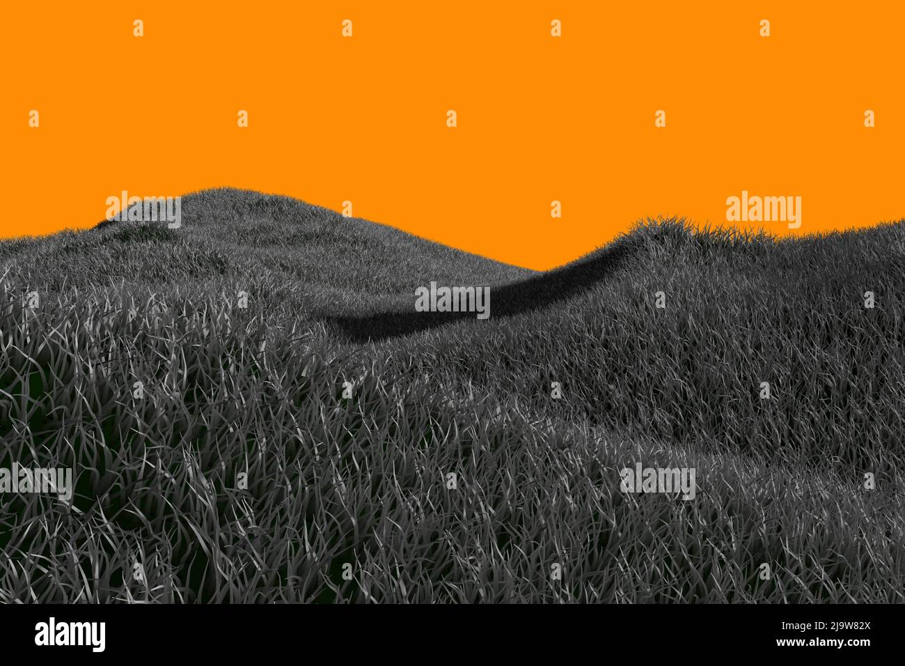 horror dark detailed hills isolated on orange background for halloween ...
