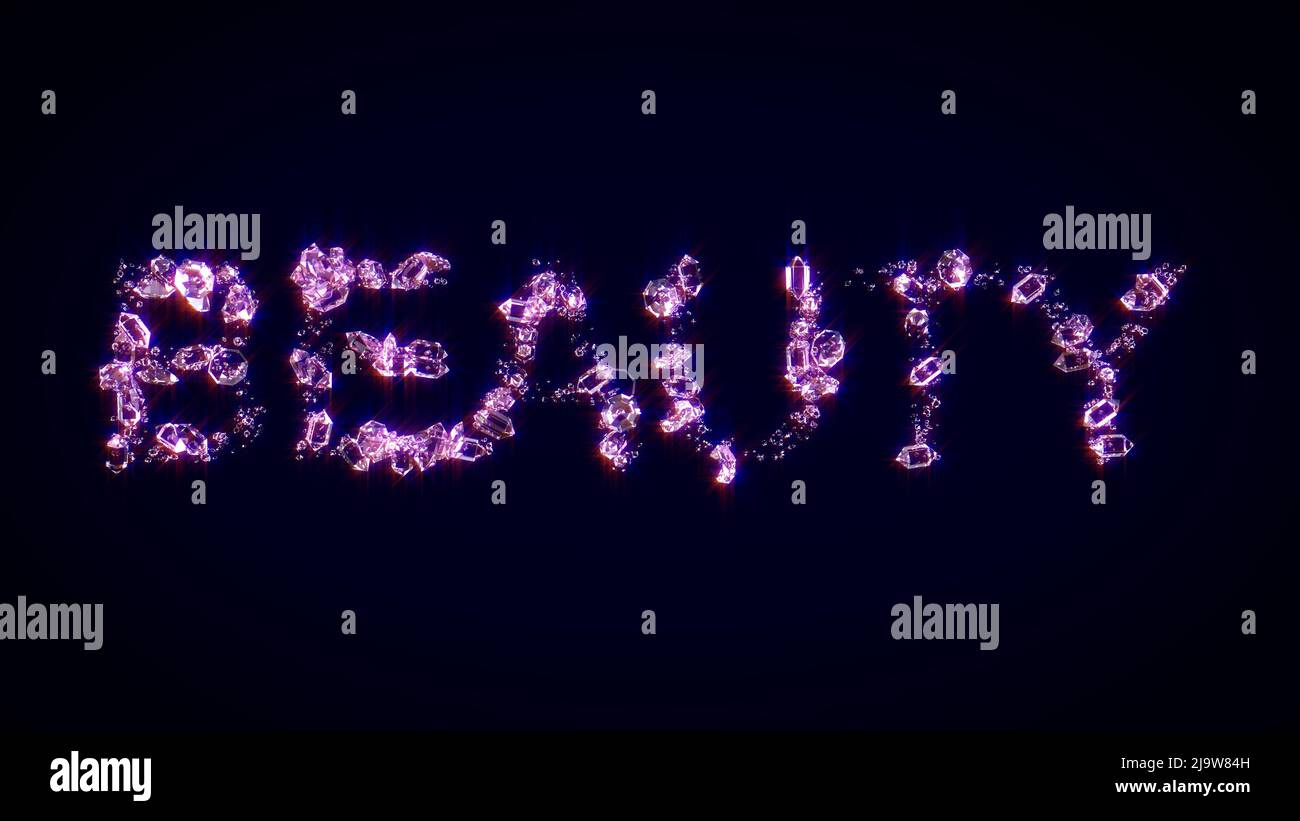 beauty - text made of shining pink diamonds, isolated - object 3D ...