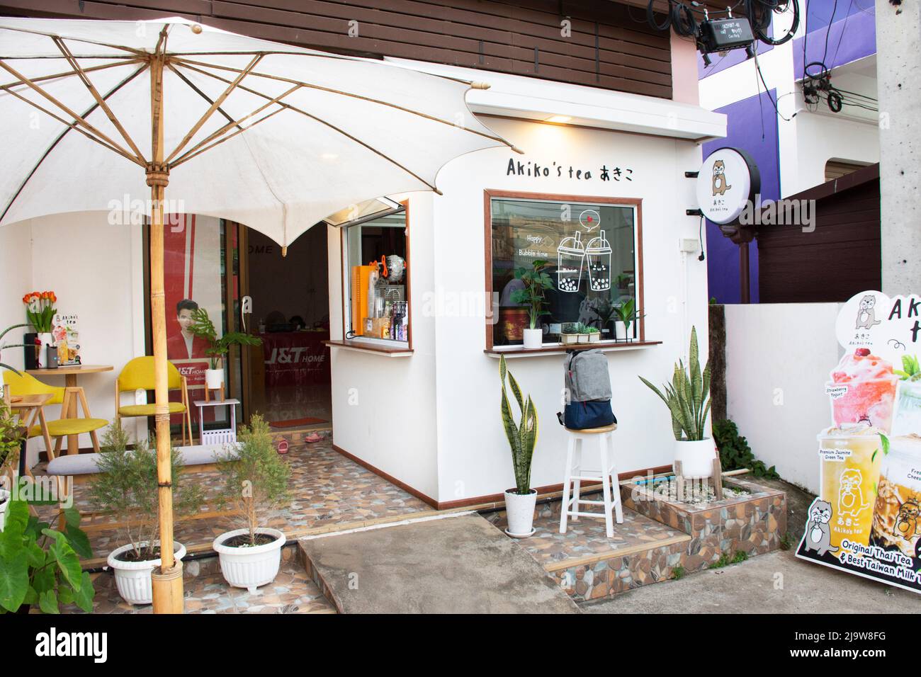 Exterior and interior decoration furniture of cafe coffee shop in Pak ...