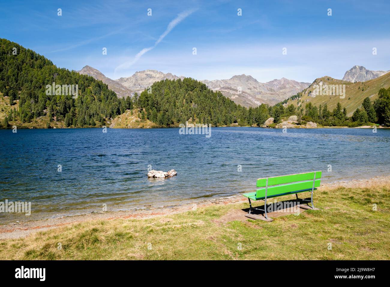 Lake Cavloc (Lägh da Cavloc) in September. It is a lake near Maloja ...