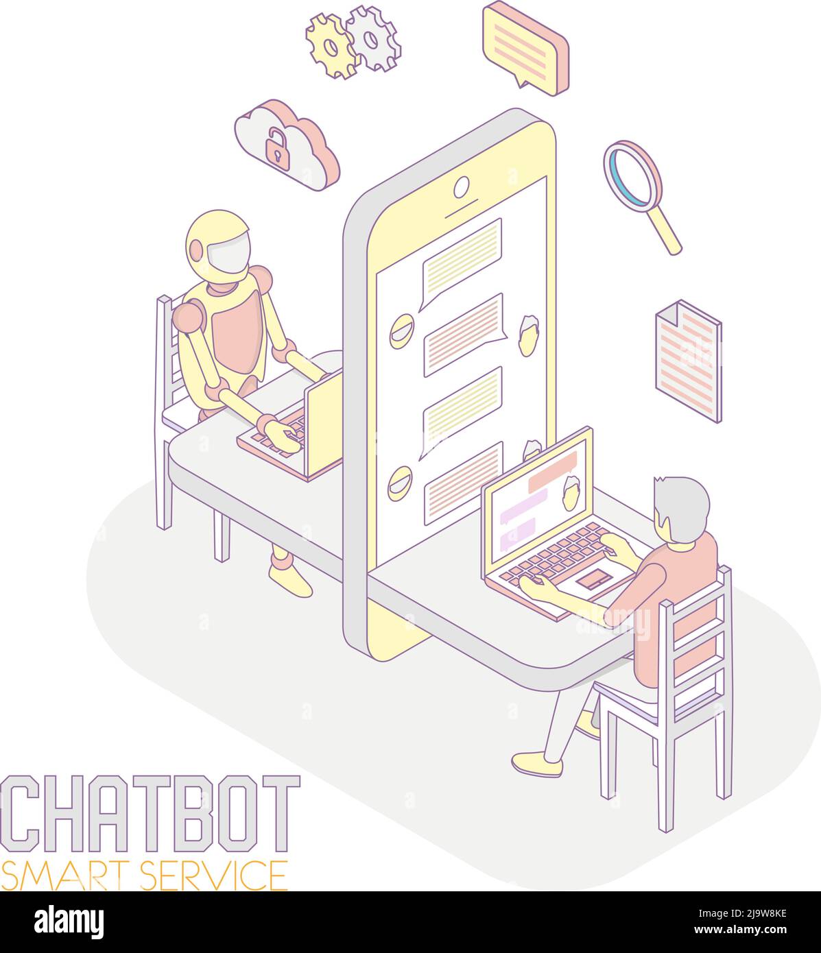 Chatbot app concept vector isometric illustration Stock Vector Image ...