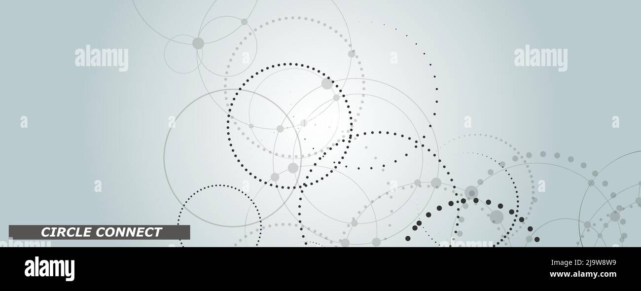 Black connect dotted circle in modern style on halftone background ...