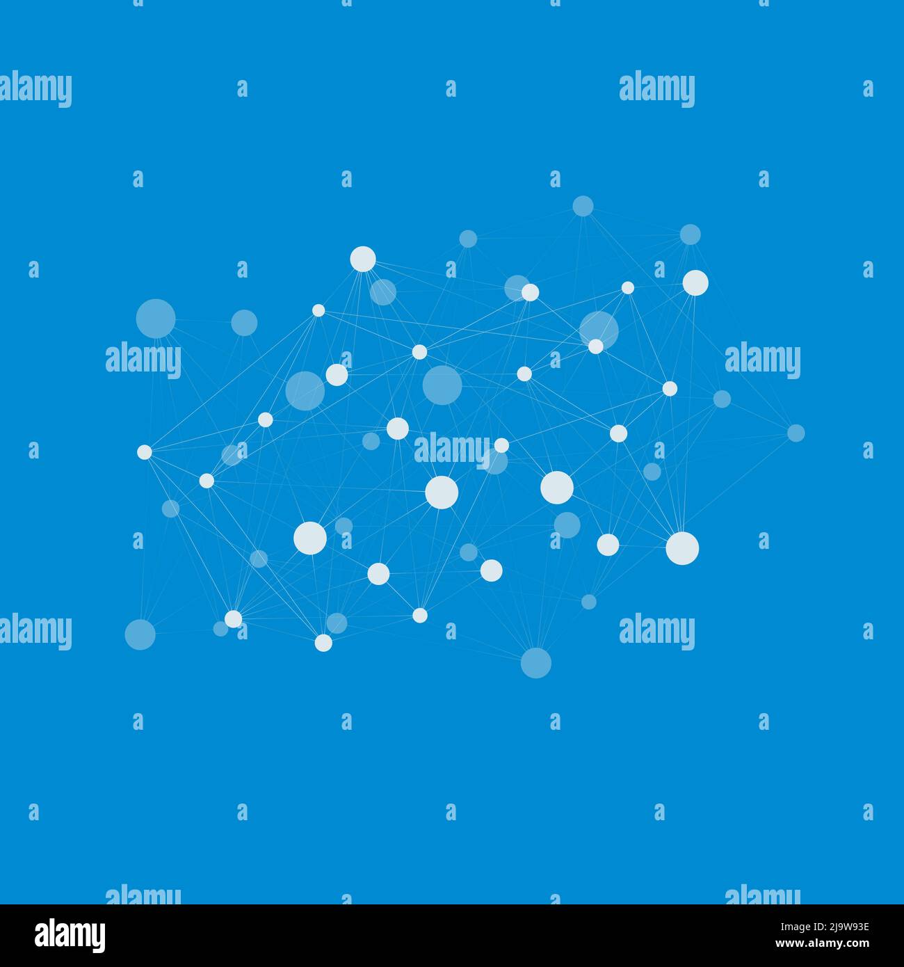 Molecule Connection Design Vector Abstract Design With Dots And Lines On Blue Background Stock