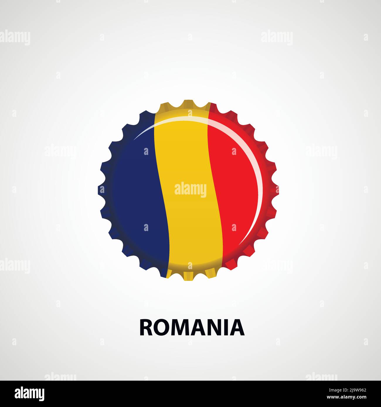 Flag bottle cap on white background. Romania flag background. Abstract ...