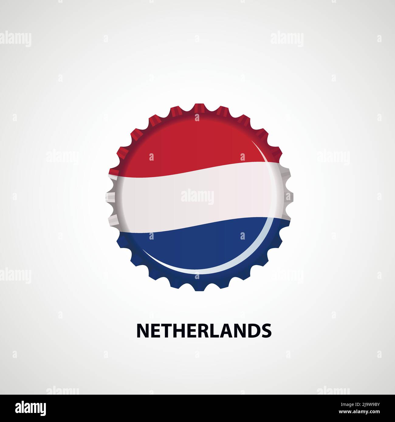 Flag bottle cap on white background. Netherland flag background ...