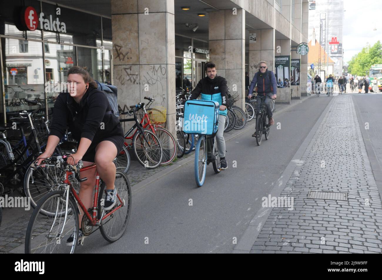 Copenhagen/Denmark./16 May 2022/. Wolt partners delivery bike in danish ...