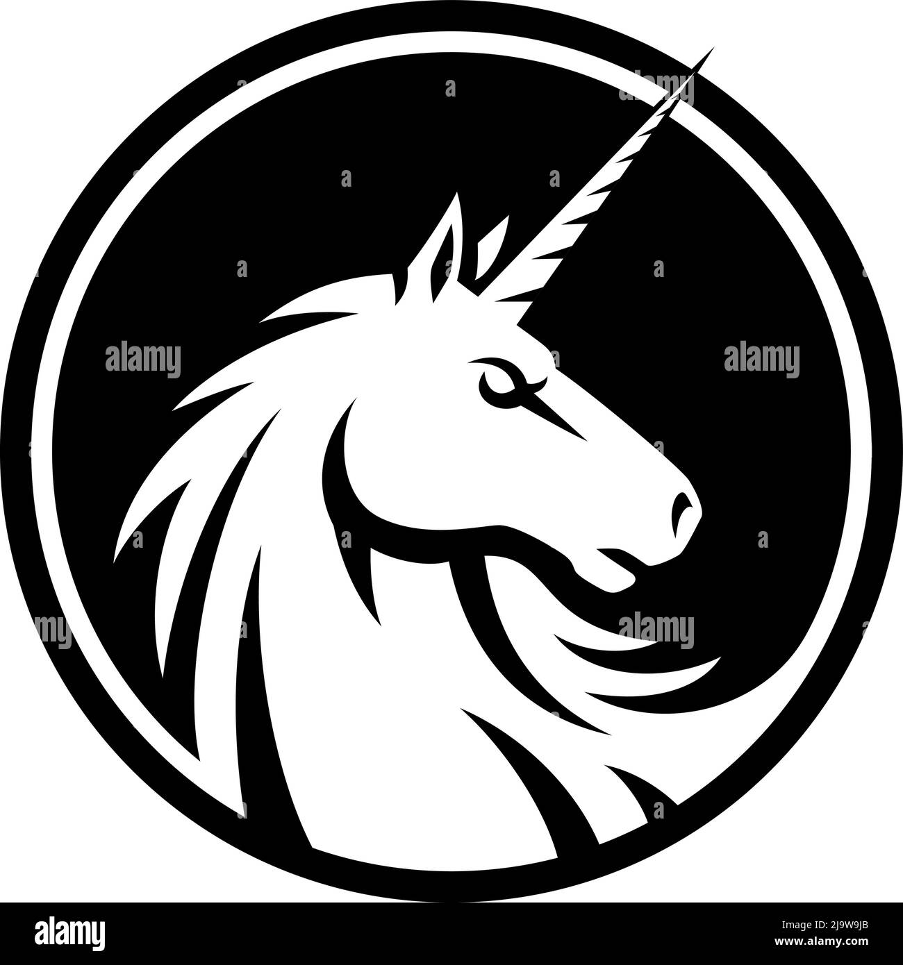 Round Logo Design of Unicorn Head Stock Vector Image & Art - Alamy